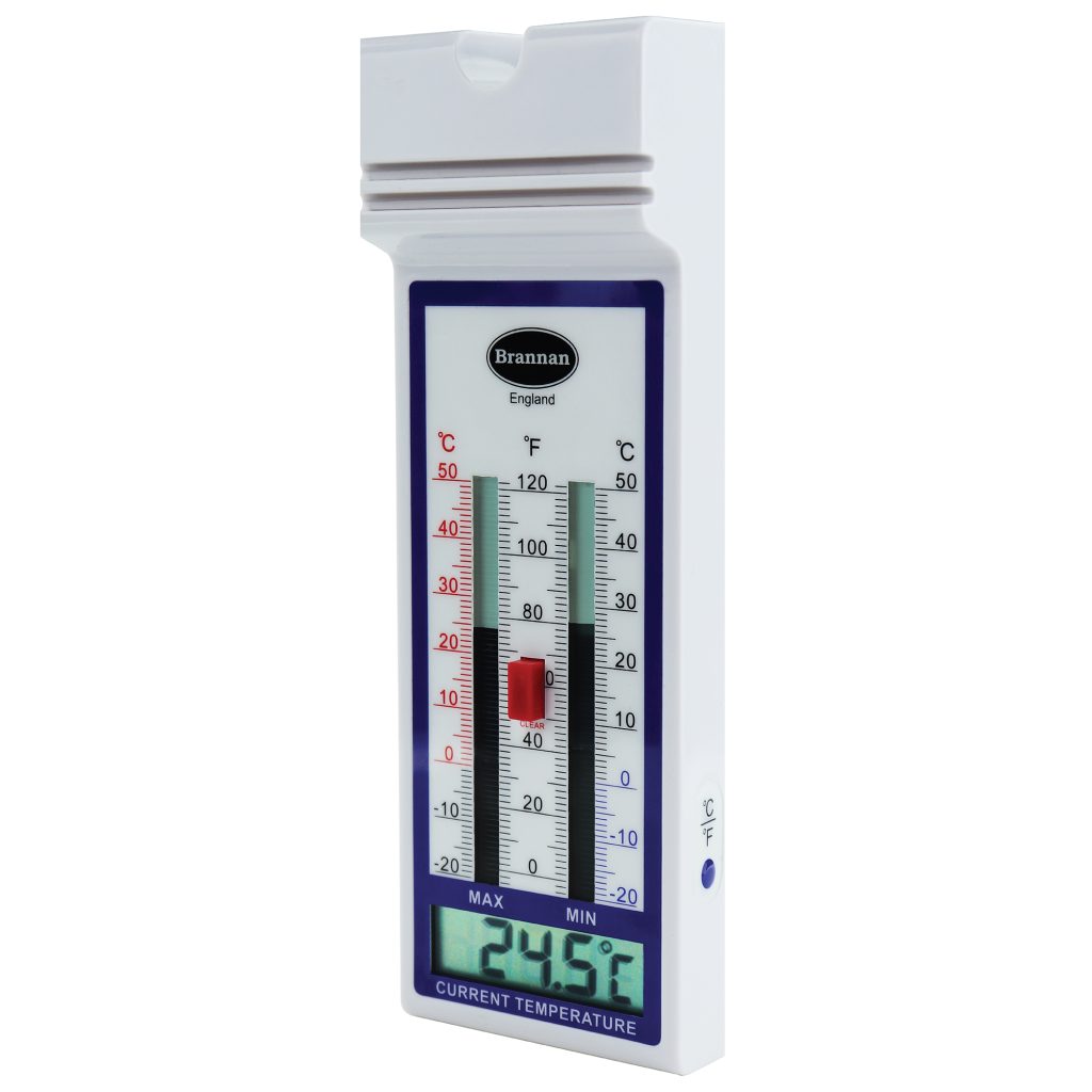Digital quick set max min thermometer C&F - white | Brannan