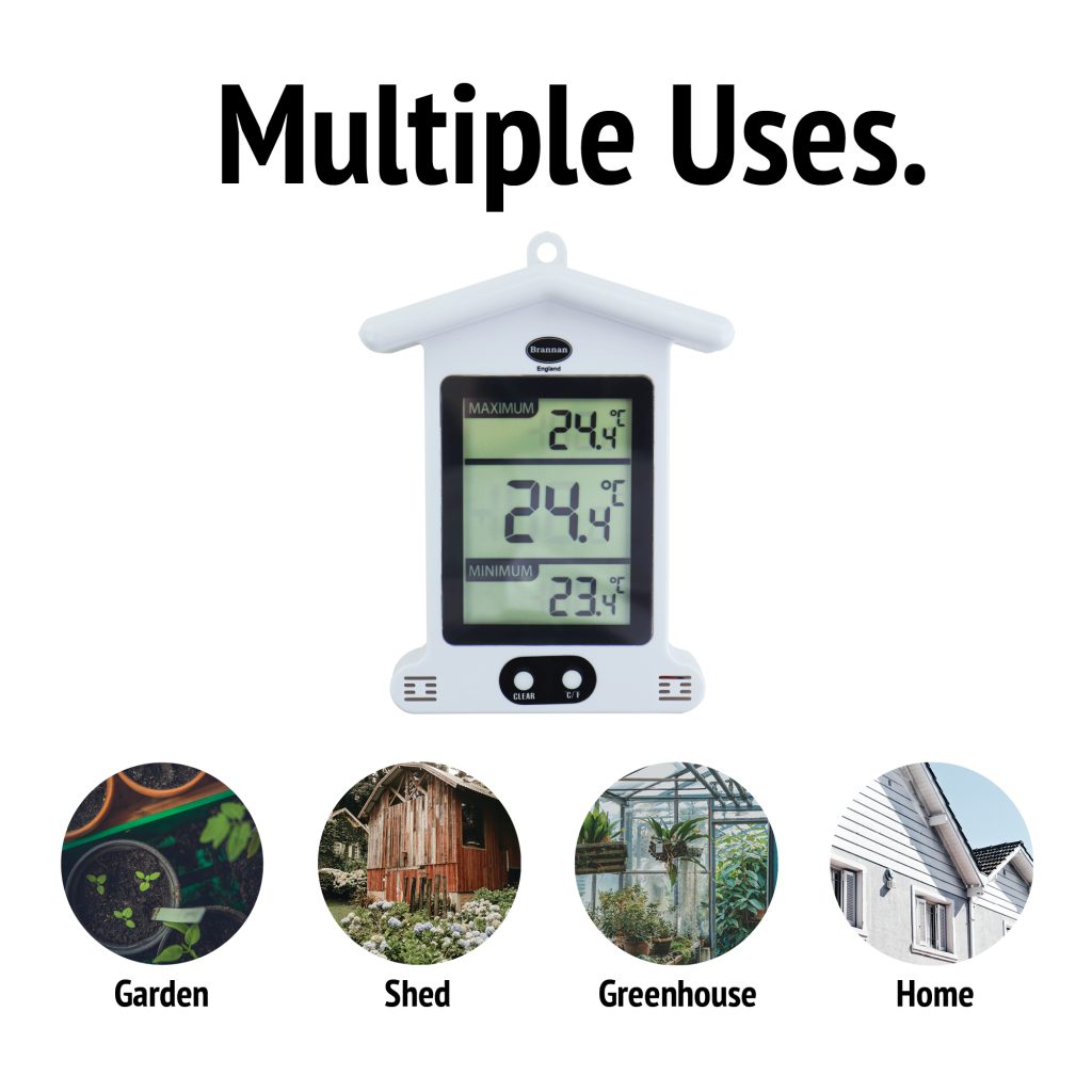 Weatherproof digital max min thermometer - white | Brannan