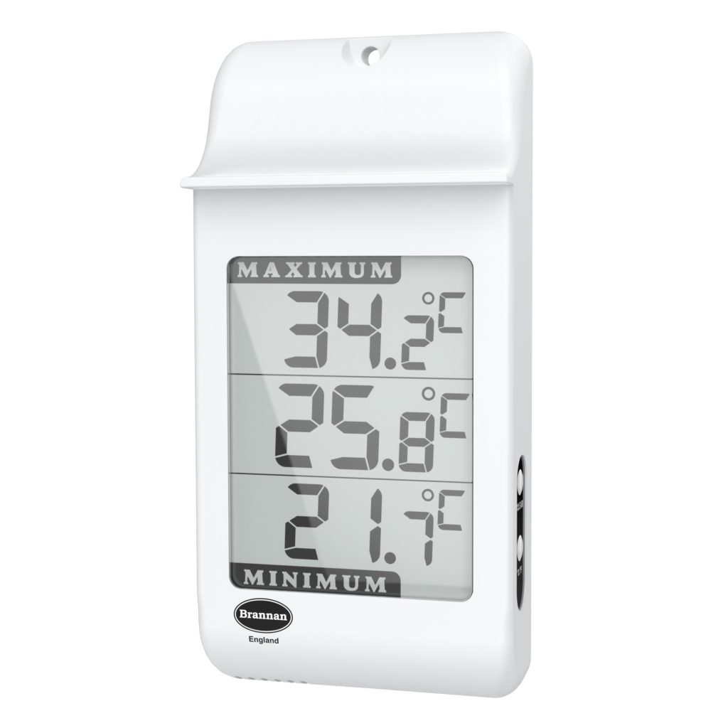 Max min thermometer - large LCD - white | Brannan