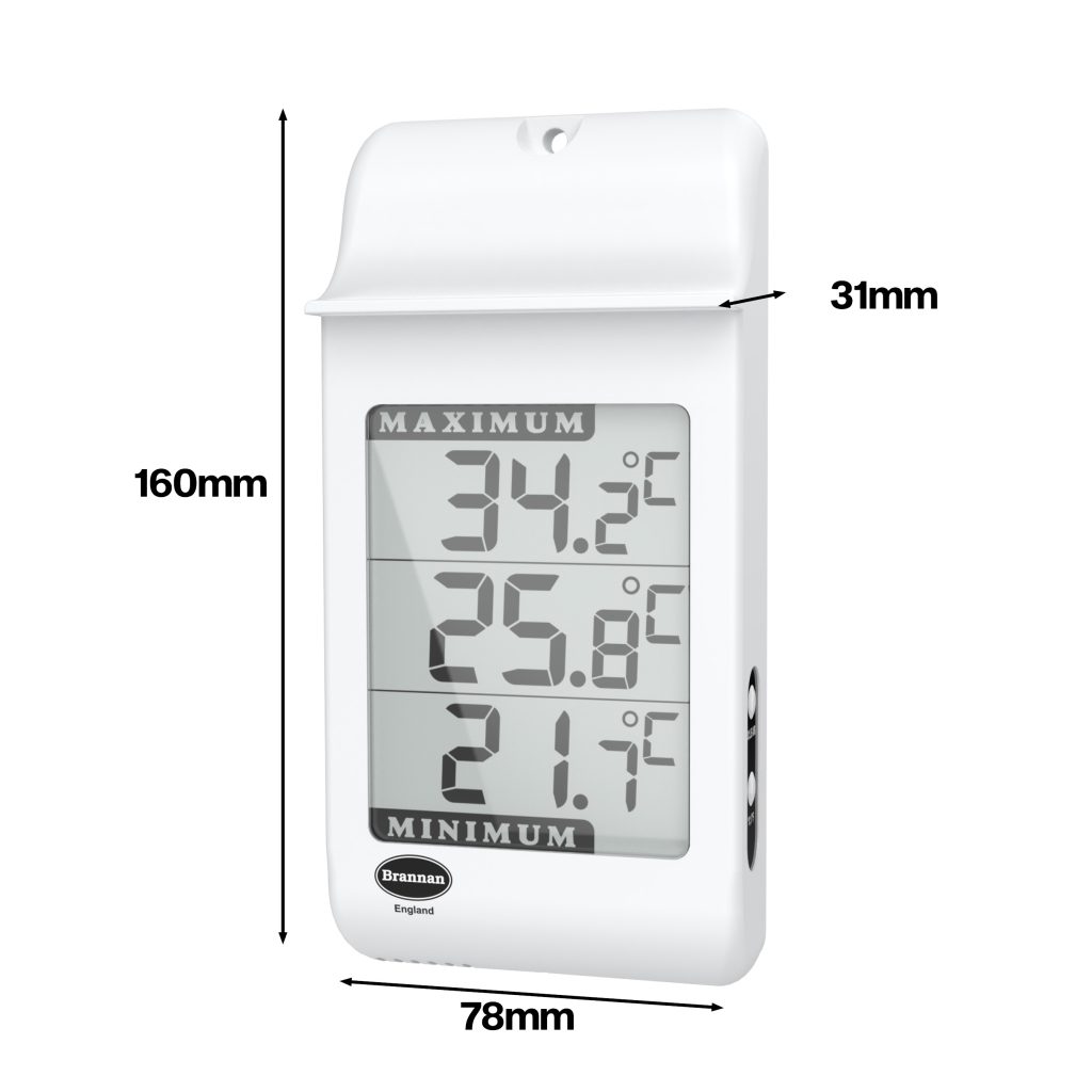 Large digital max min thermometer - white | Brannan