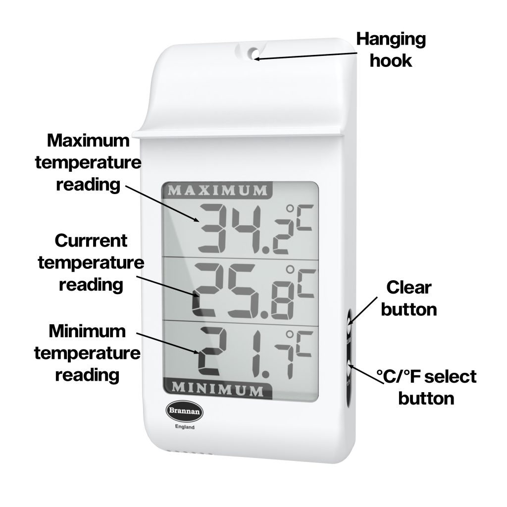 Large digital max min thermometer - white | Brannan