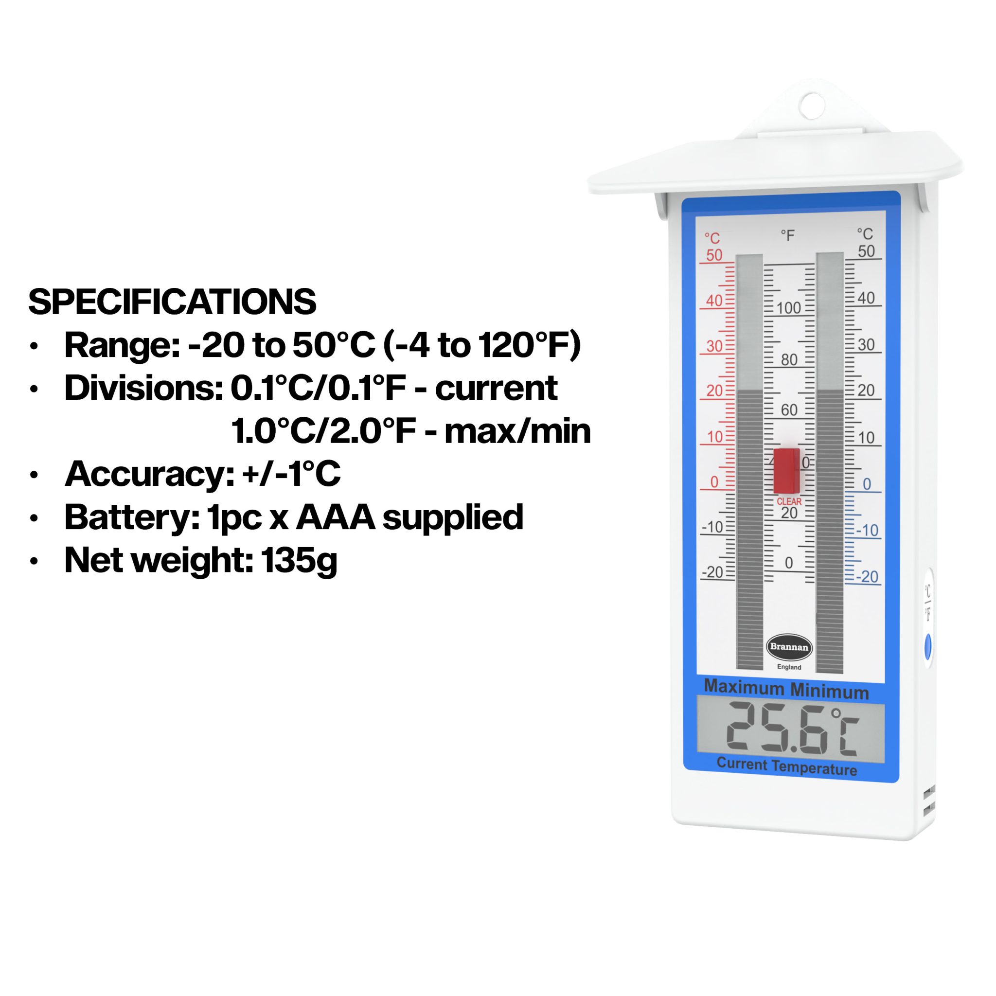 Max min thermometer - quick set design with roof | Brannan