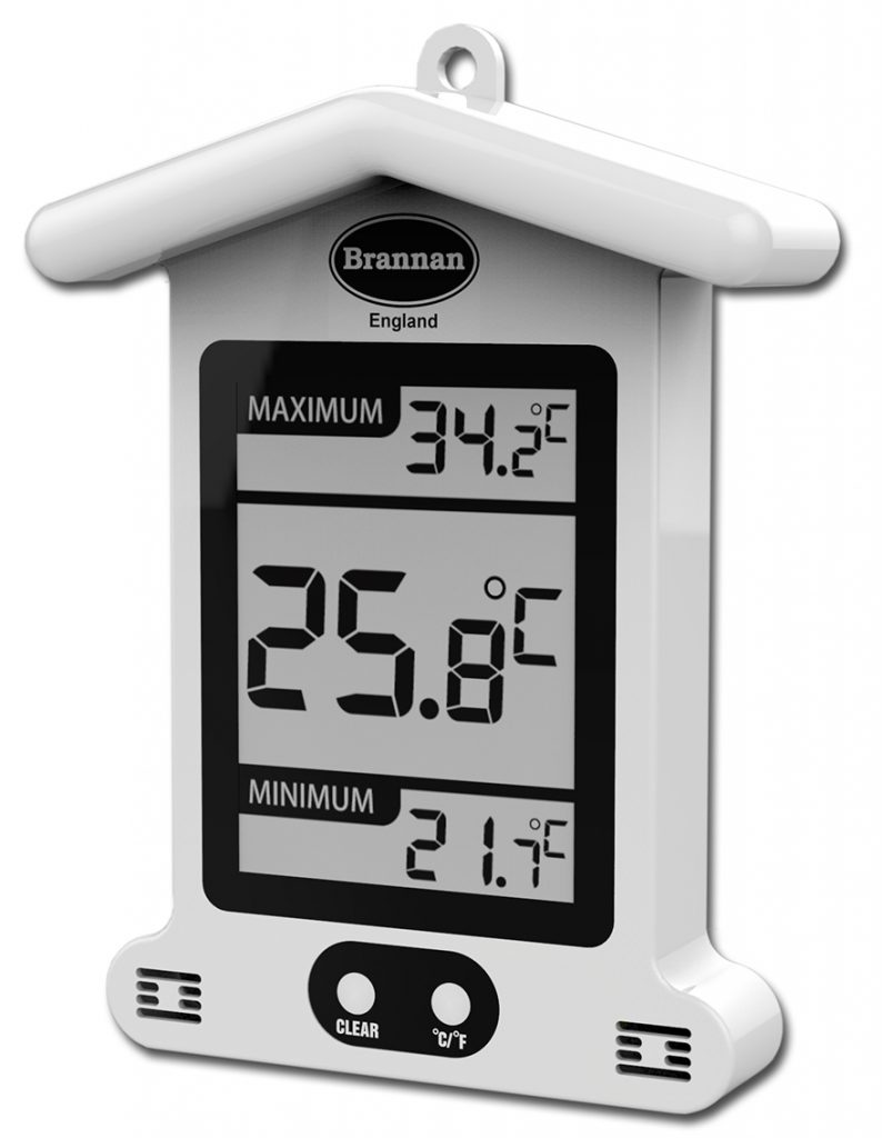 Weatherproof digital max min thermometer - white | Brannan