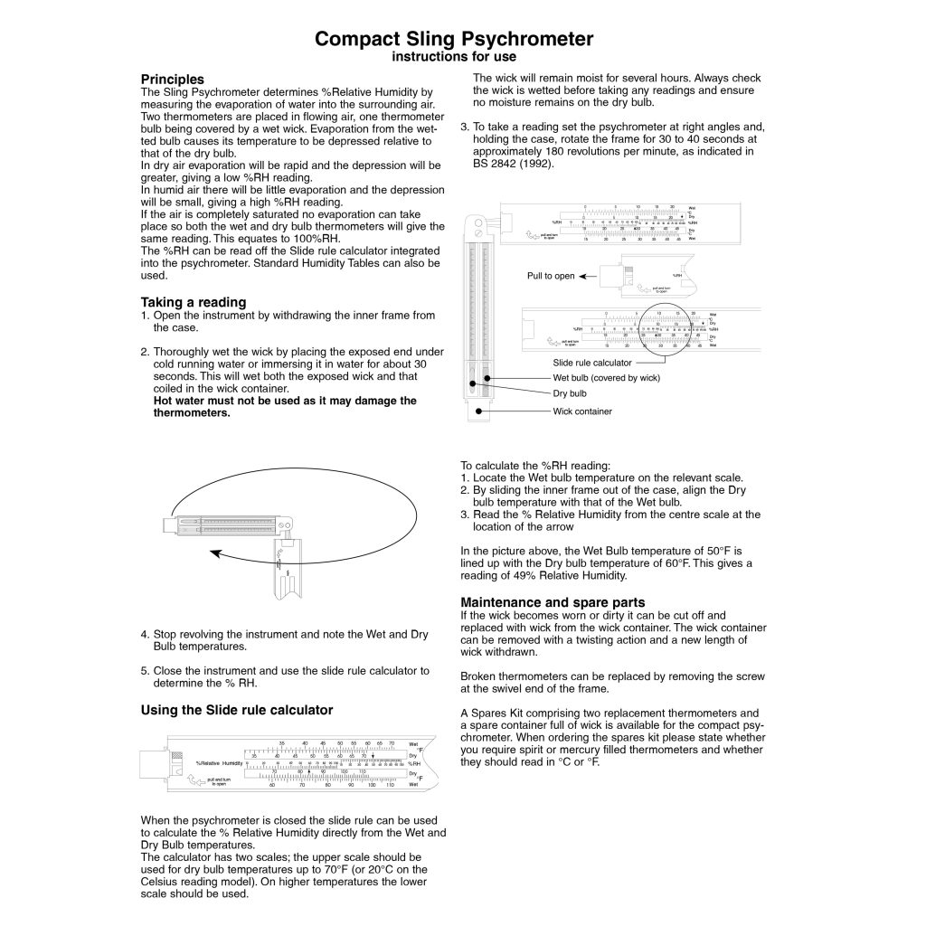 Psychrometer Wet and Dry Bulb Whirling hygrometer - Brannan