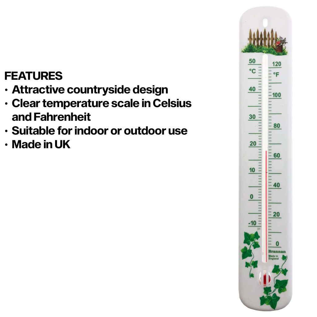 Decorative 215mm wall thermometer - countryside design | Brannan