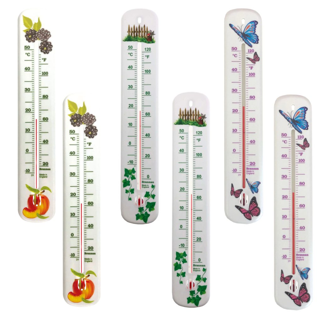 215mm plastic wall thermometer - decorative pack of 6 | Brannan
