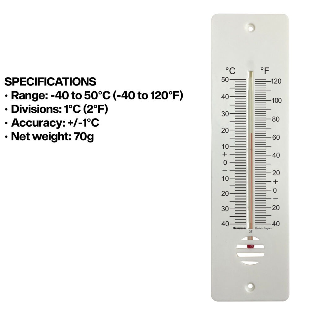 255mm plastic wall thermometer - low range thermometer | Brannan