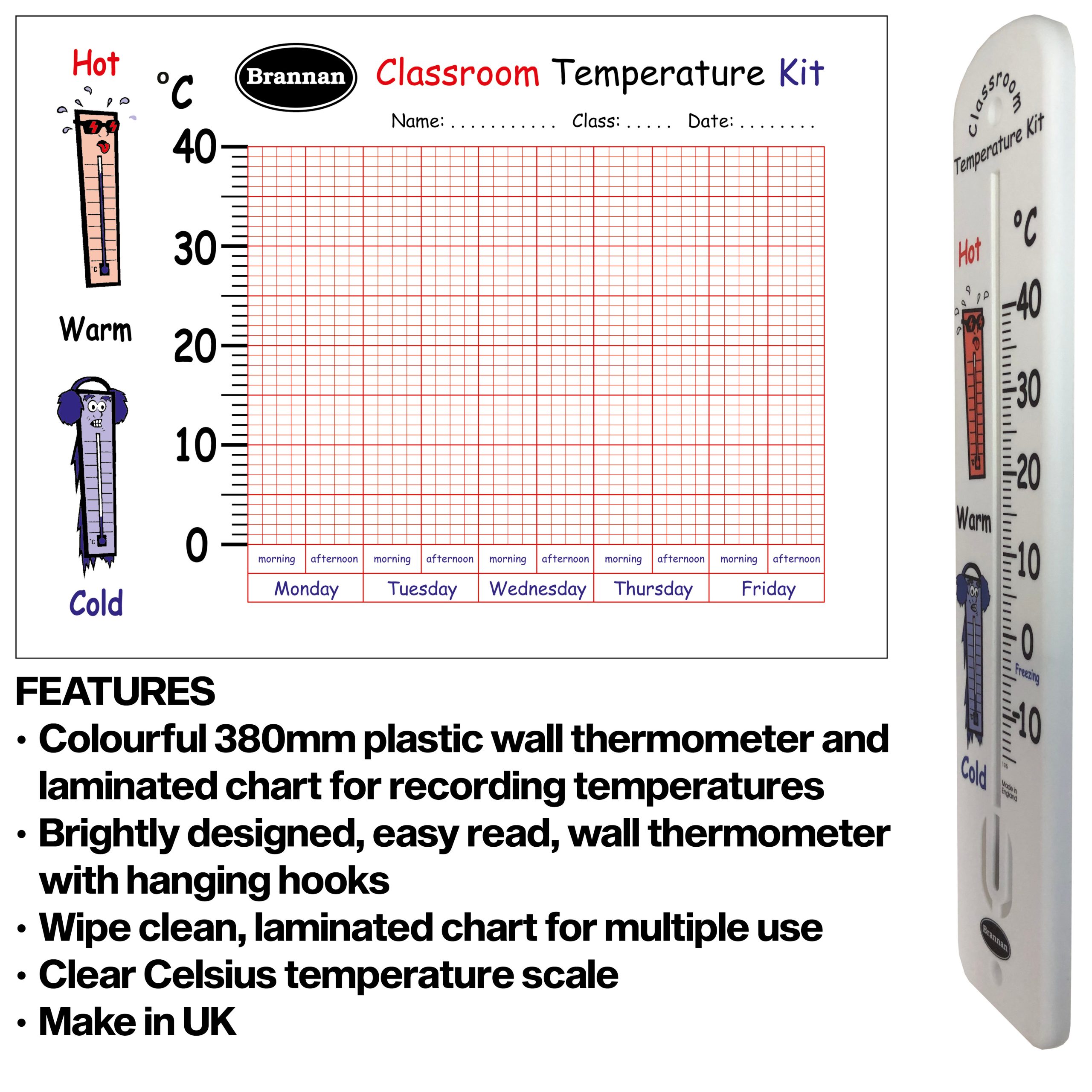 Classroom wall kit - thermometer and chart | Brannan