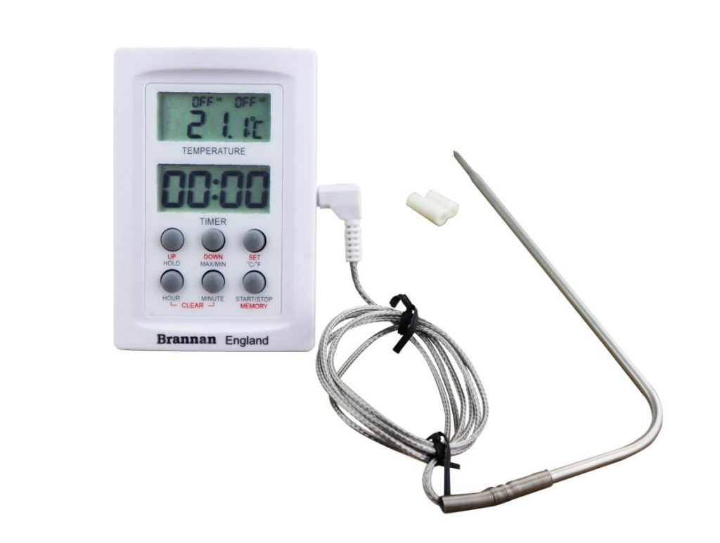 Handheld digital thermometer with alarm & timer | Brannan