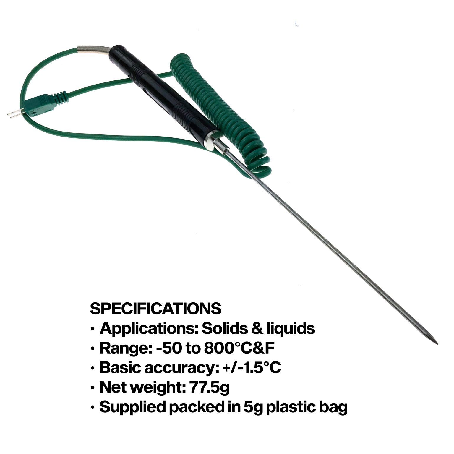 K-type temperature probe for solids & liquids| Brannan