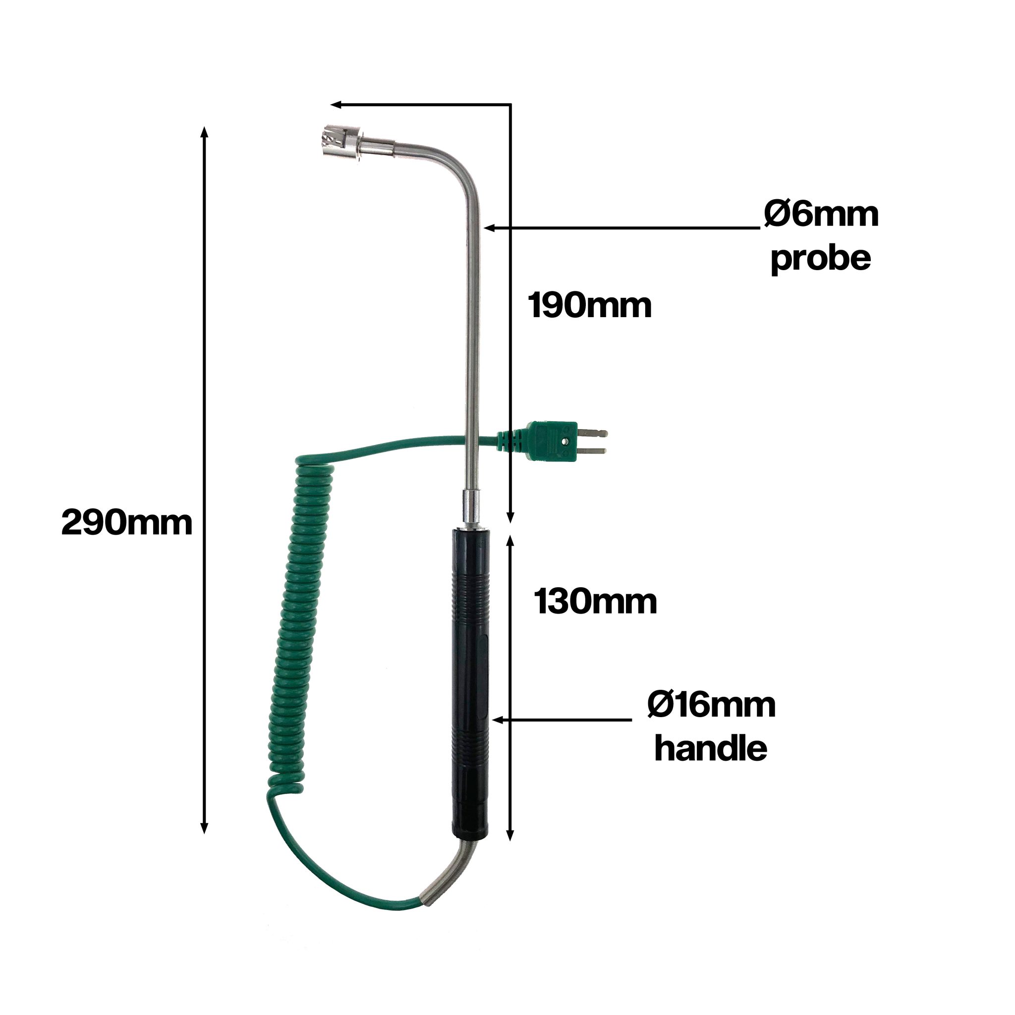 Curved head K-type temperature probe for contact/surface use | Brannan