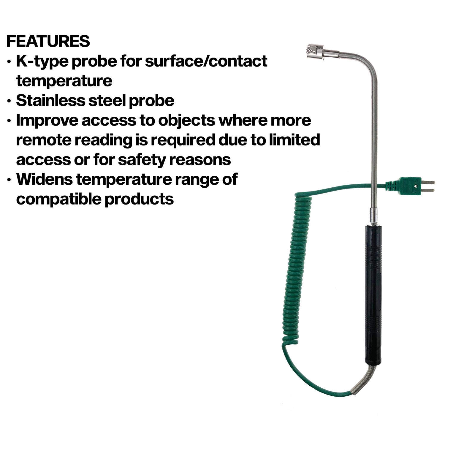 Curved head K-type temperature probe for contact/surface use | Brannan