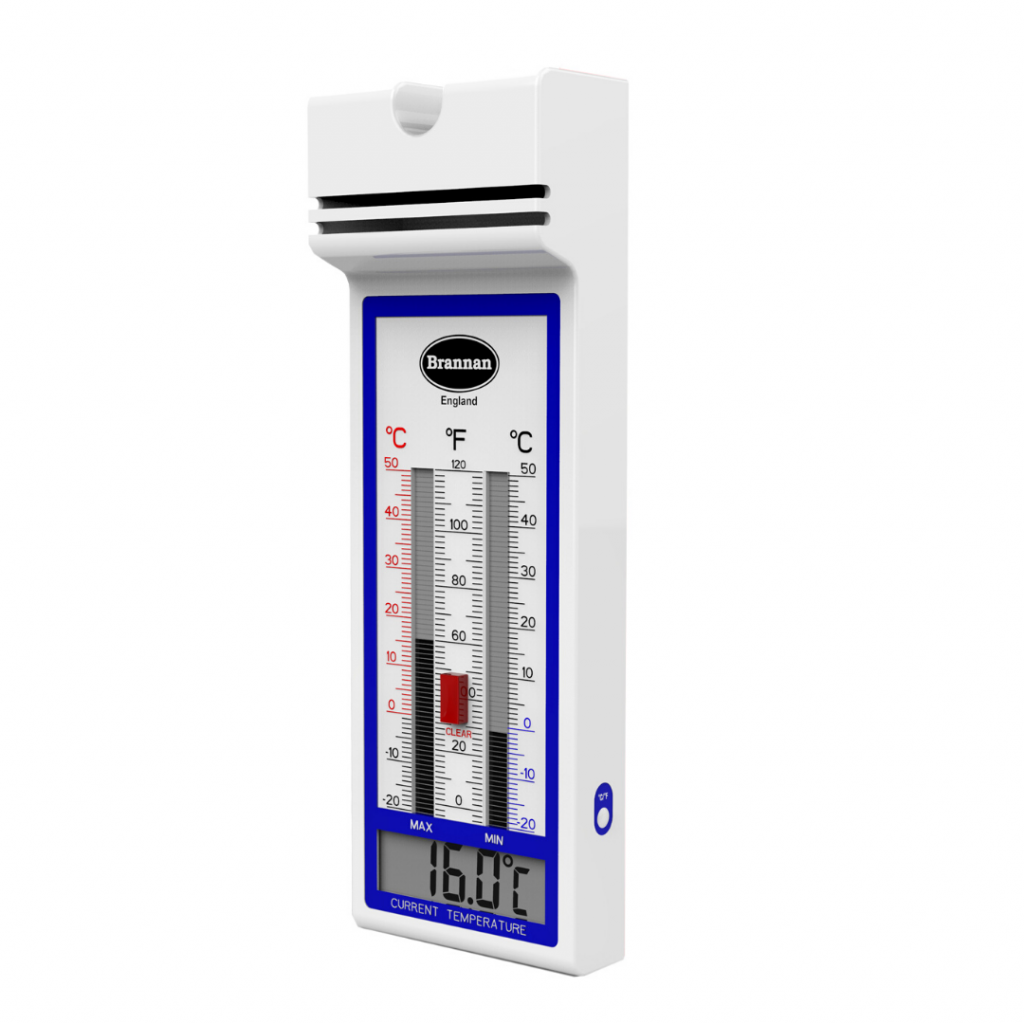Digital quick set max min thermometer C&F - white | Brannan