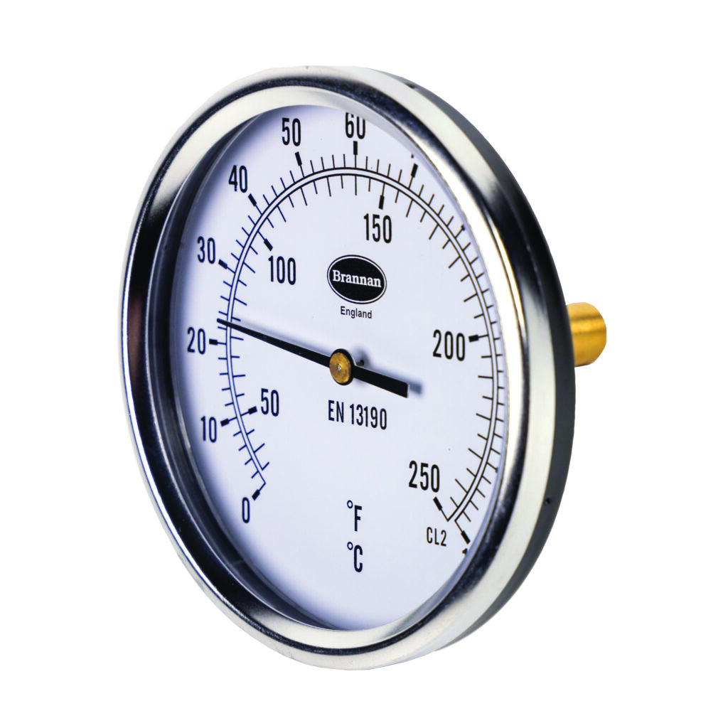 Black case bimetal dial thermometer with bezel | Brannan