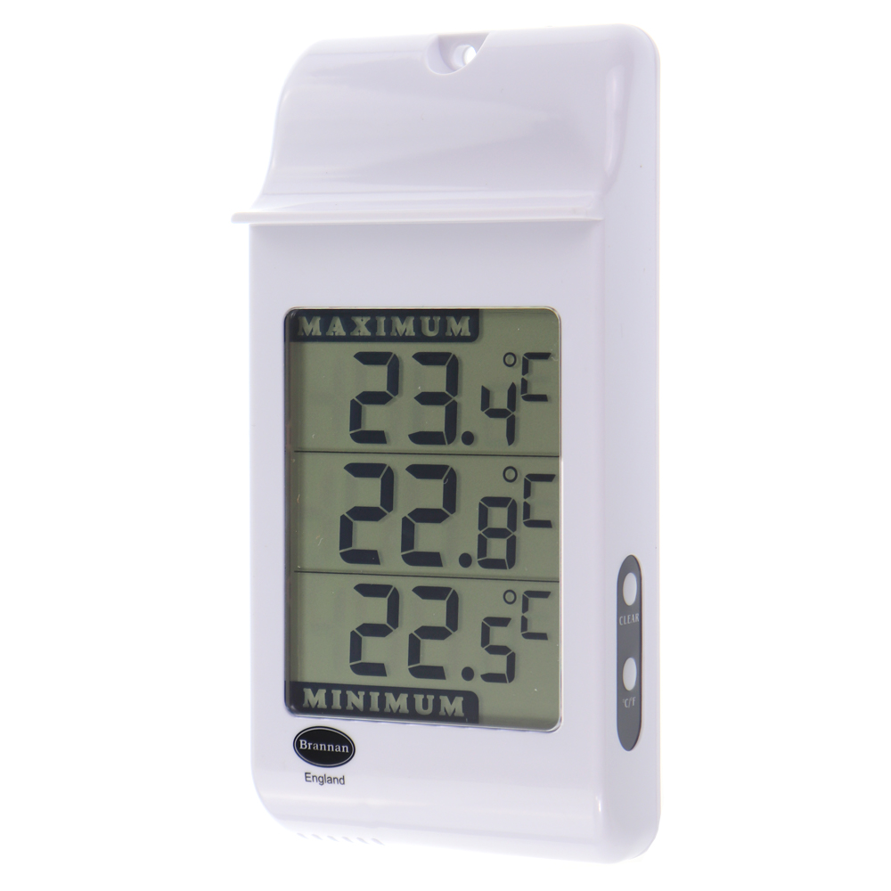 Large digital max min thermometer - white | Brannan