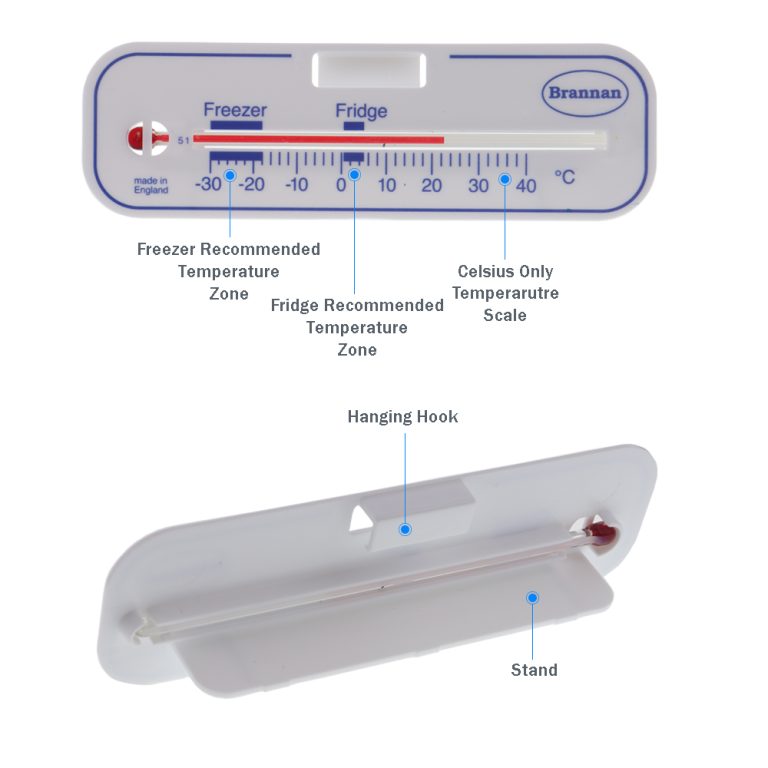 Horizontal fridge or freezer thermometers - standard design | Brannan