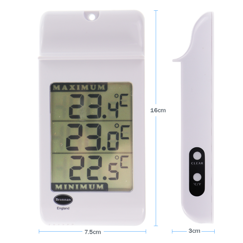Large digital max min thermometer - white | Brannan