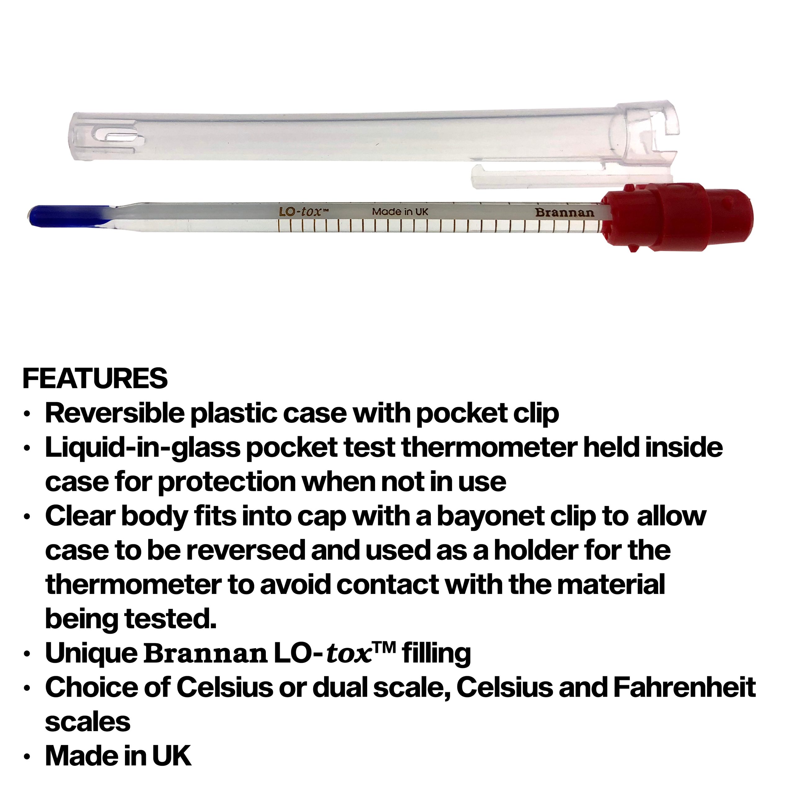 Reversible plastic case thermometer | Brannan