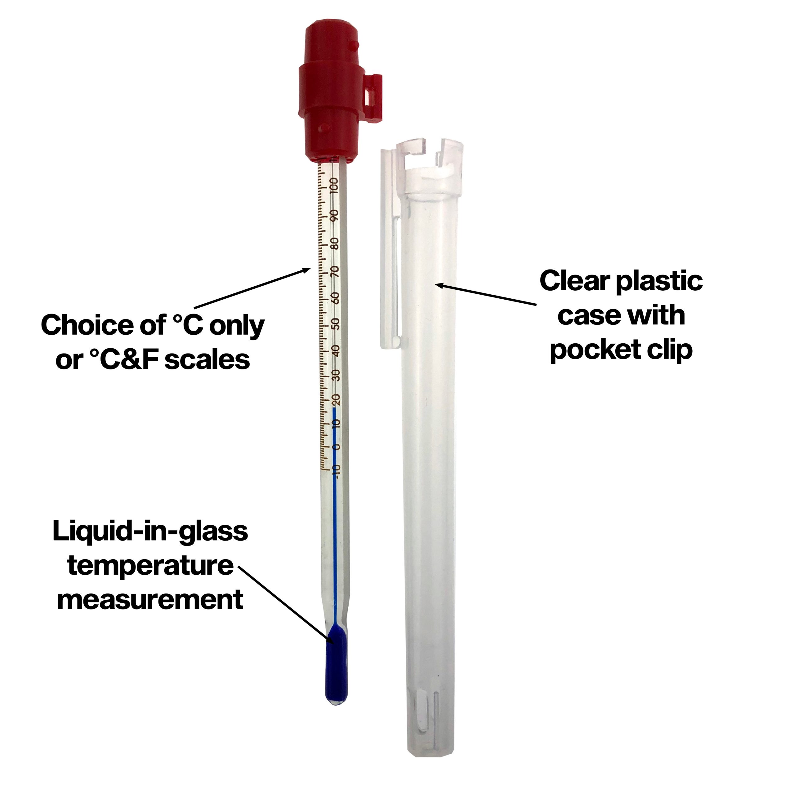 Pocket thermometer with reversible plastic case thermometer | Brannan