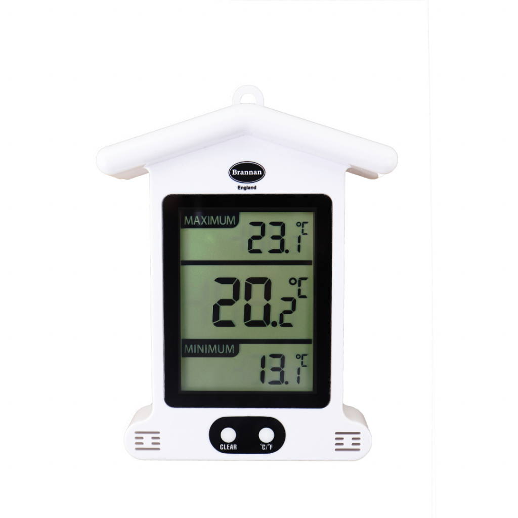 Weatherproof digital max min thermometer - white | Brannan