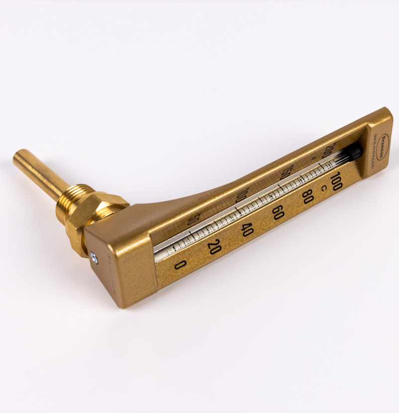 90 degree angle V-line thermometers | Brannan