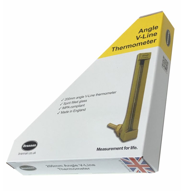 90 degree angle V-line thermometers | Brannan