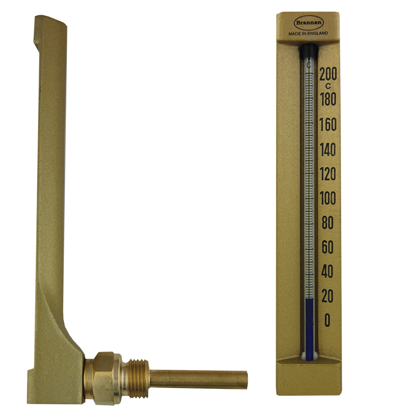 90 degree angle V-line thermometers | Brannan