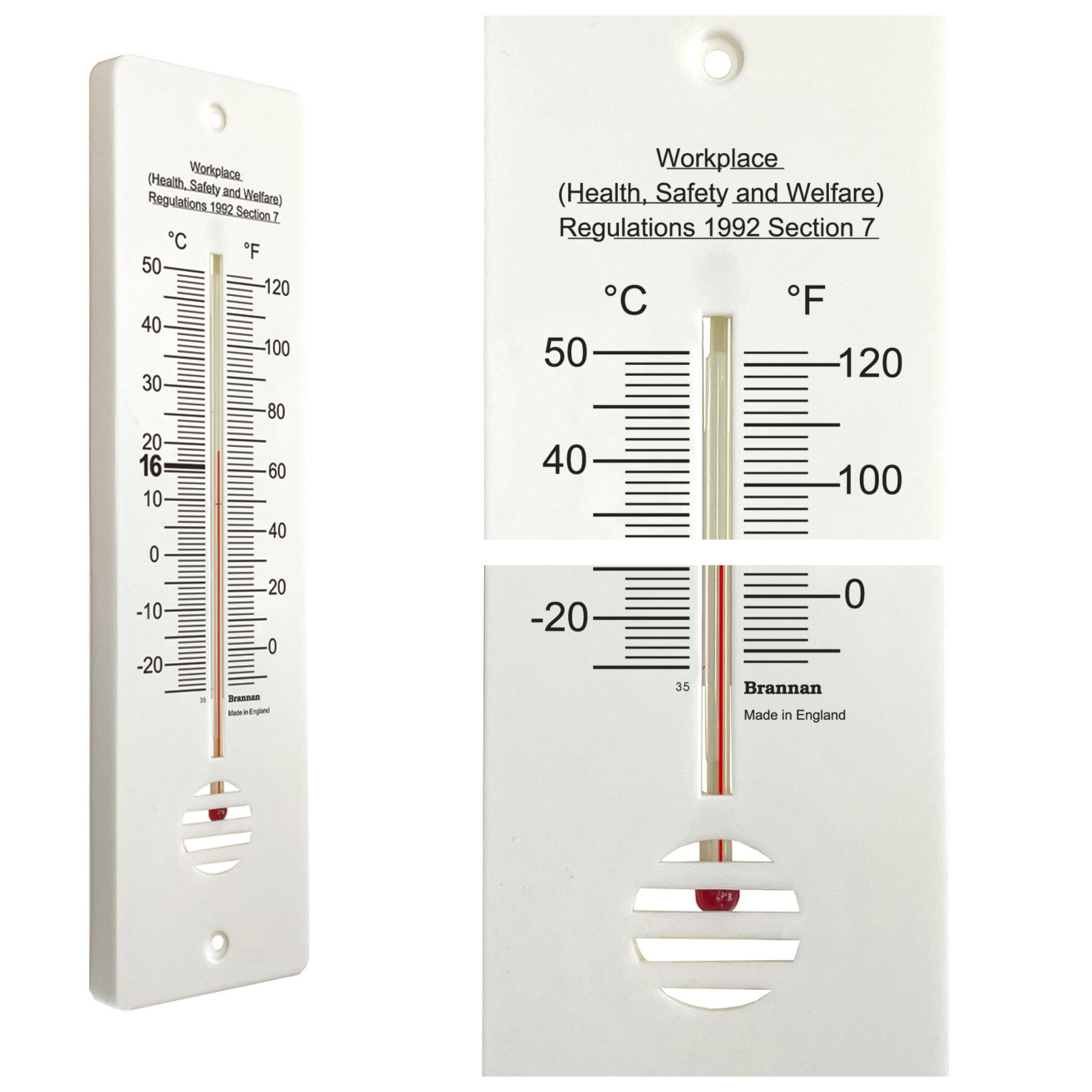255mm plastic wall thermometer - workplace thermometer | Brannan