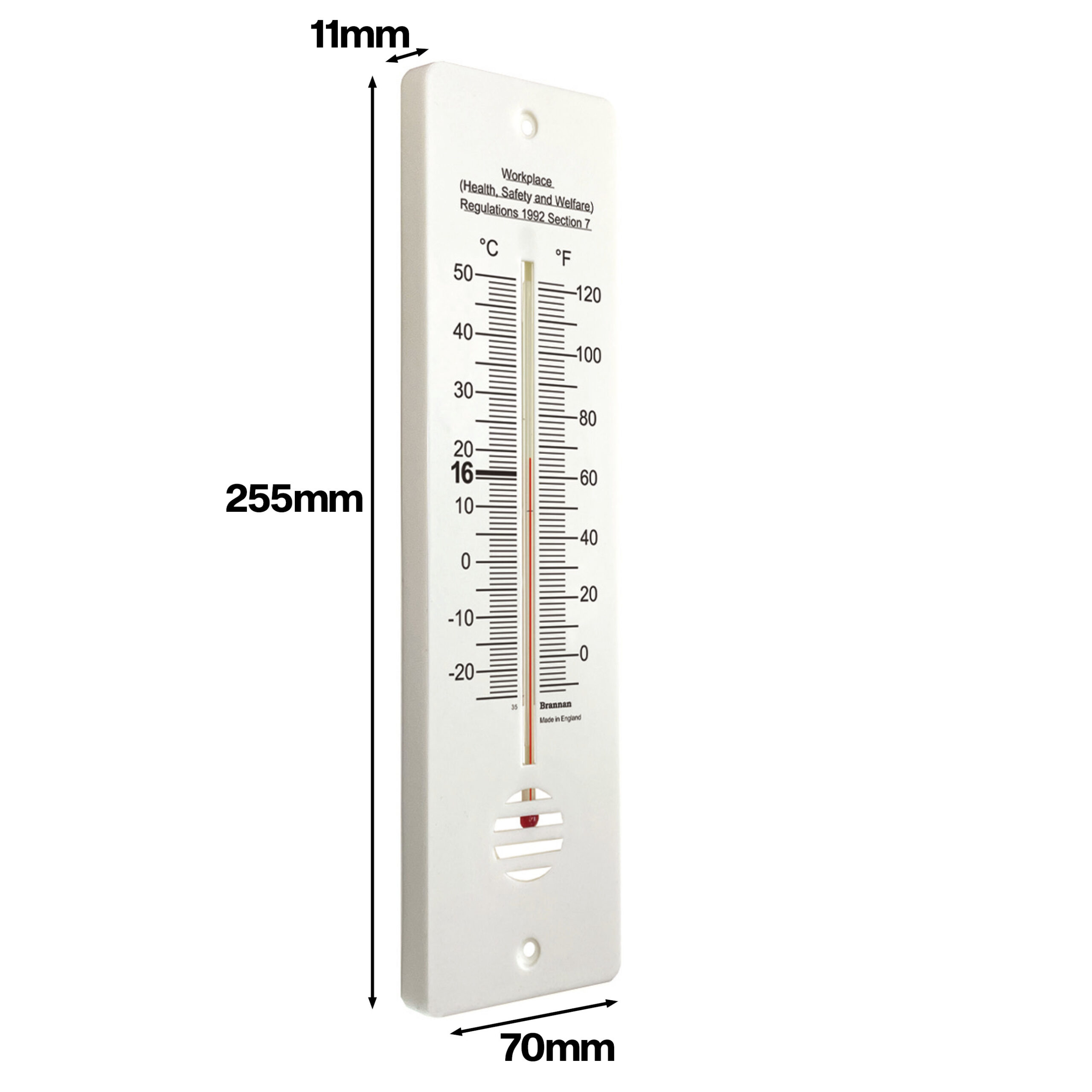255mm plastic wall thermometer - workplace thermometer | Brannan