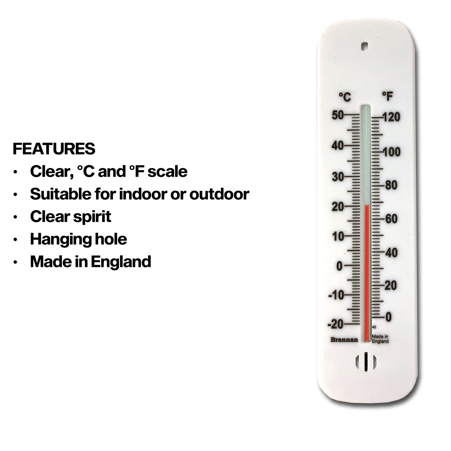 Short plastic wall thermometer | Brannan