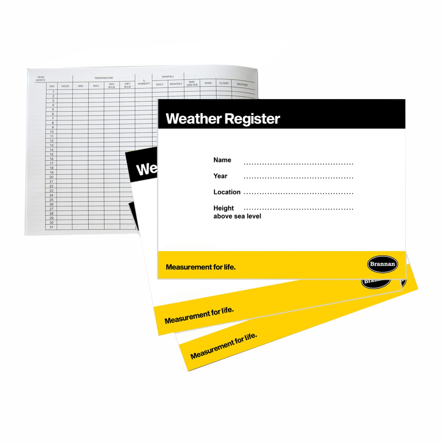 Weather register book for rain gauge | Brannan