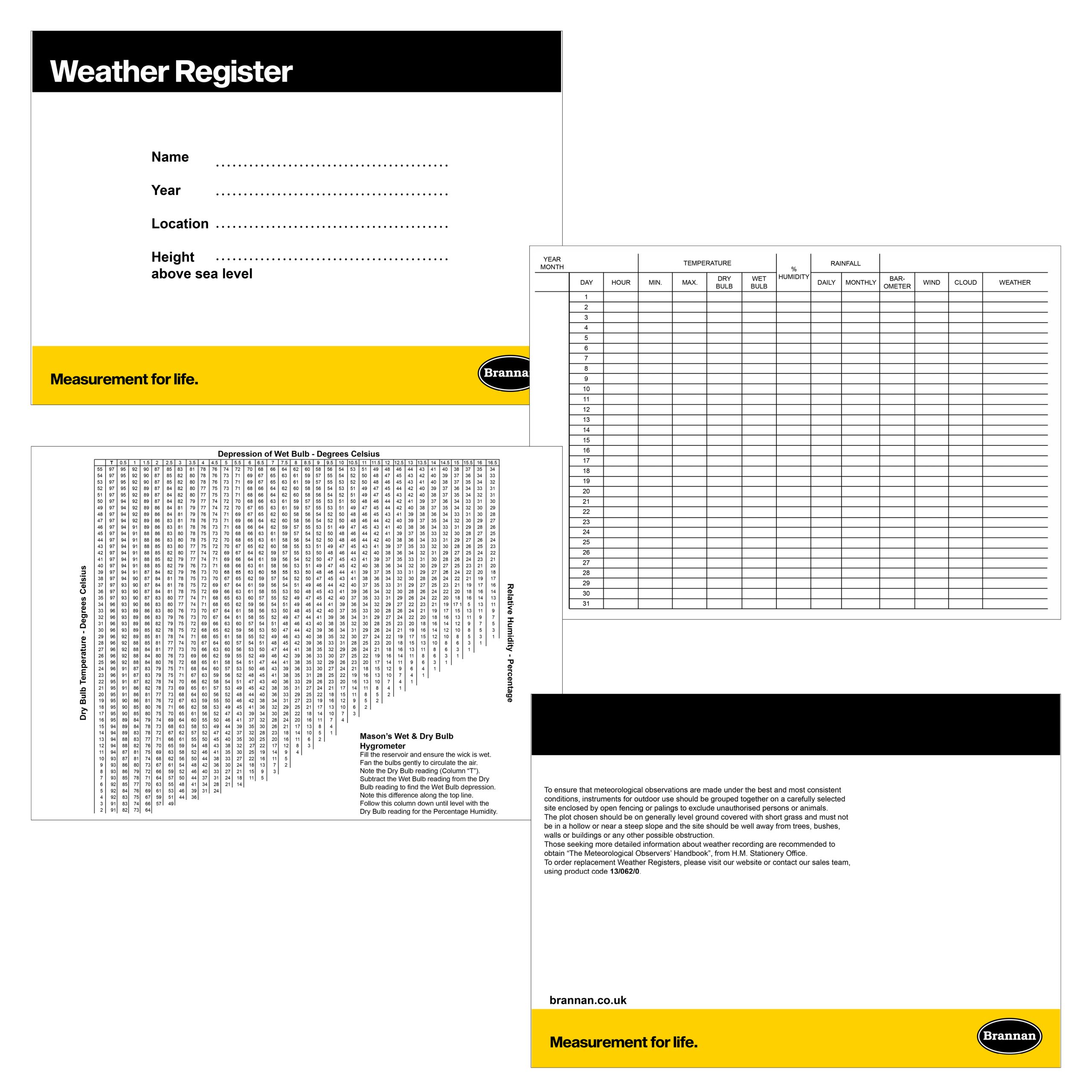 Weather register book for rain gauge | Brannan