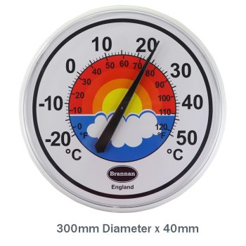 Large dial patio thermometer with colourful design | Brannan