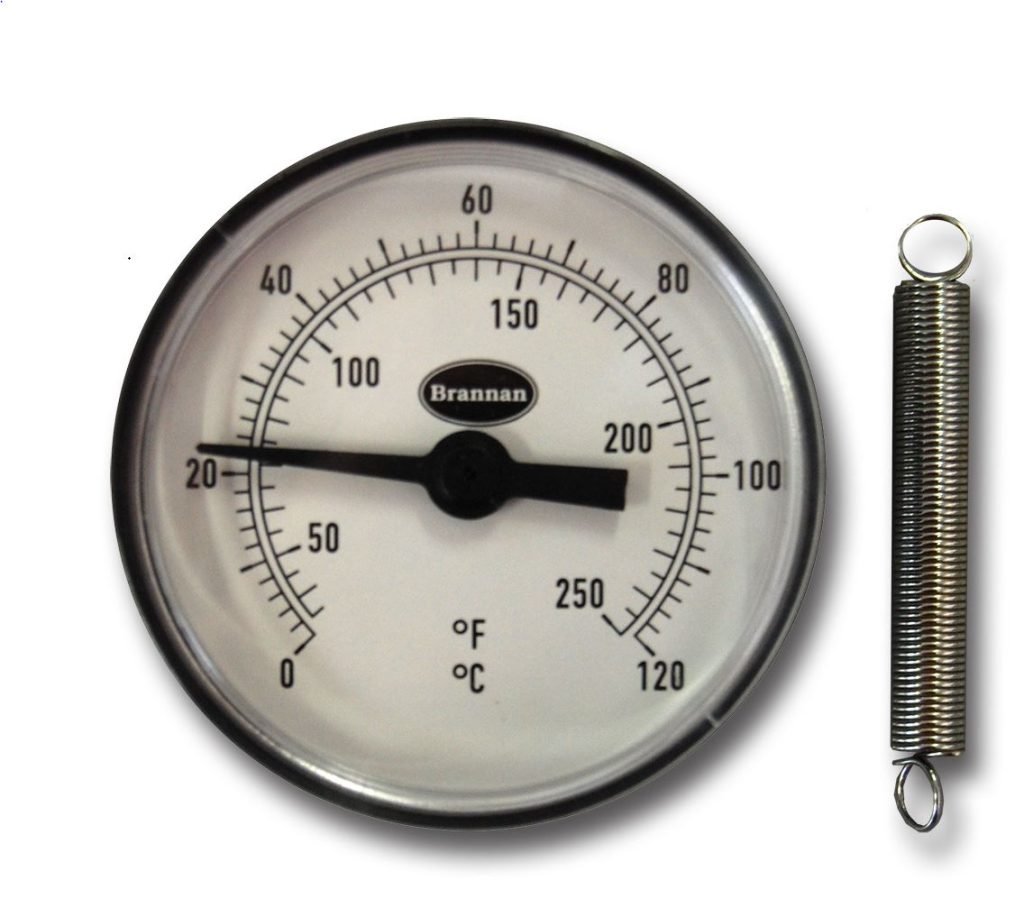 Clip on pipework thermometer with range 0 to 120 C&F | Brannan