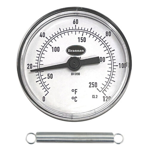 Clip on pipework thermometer with range 0 to 120 C&F | Brannan