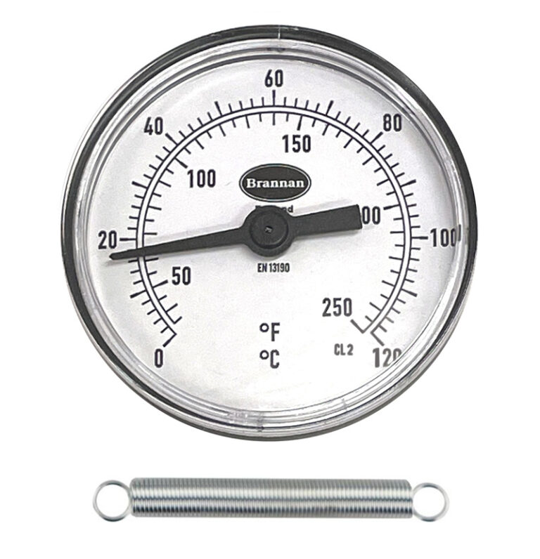 Clip on pipework thermometer with range 0 to 120 C&F | Brannan