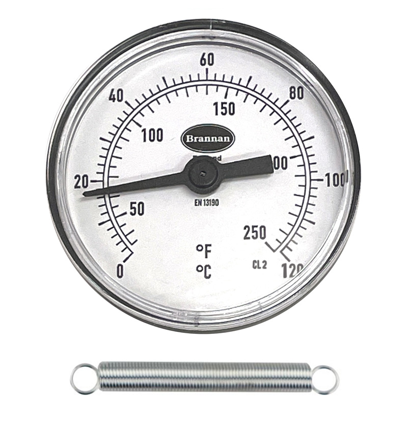 Clip on pipework thermometer with range 0 to 120 C&F | Brannan