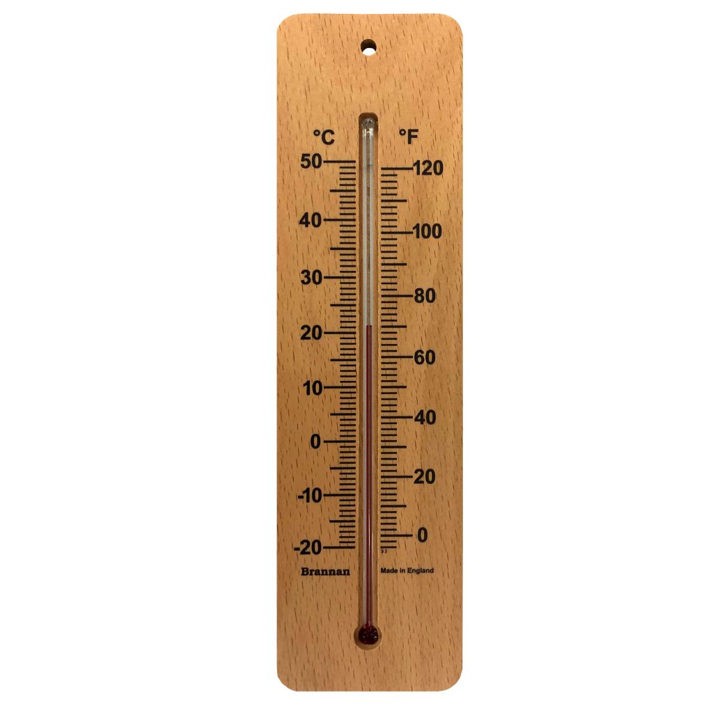 215mm wide wood wall thermometer | Brannan