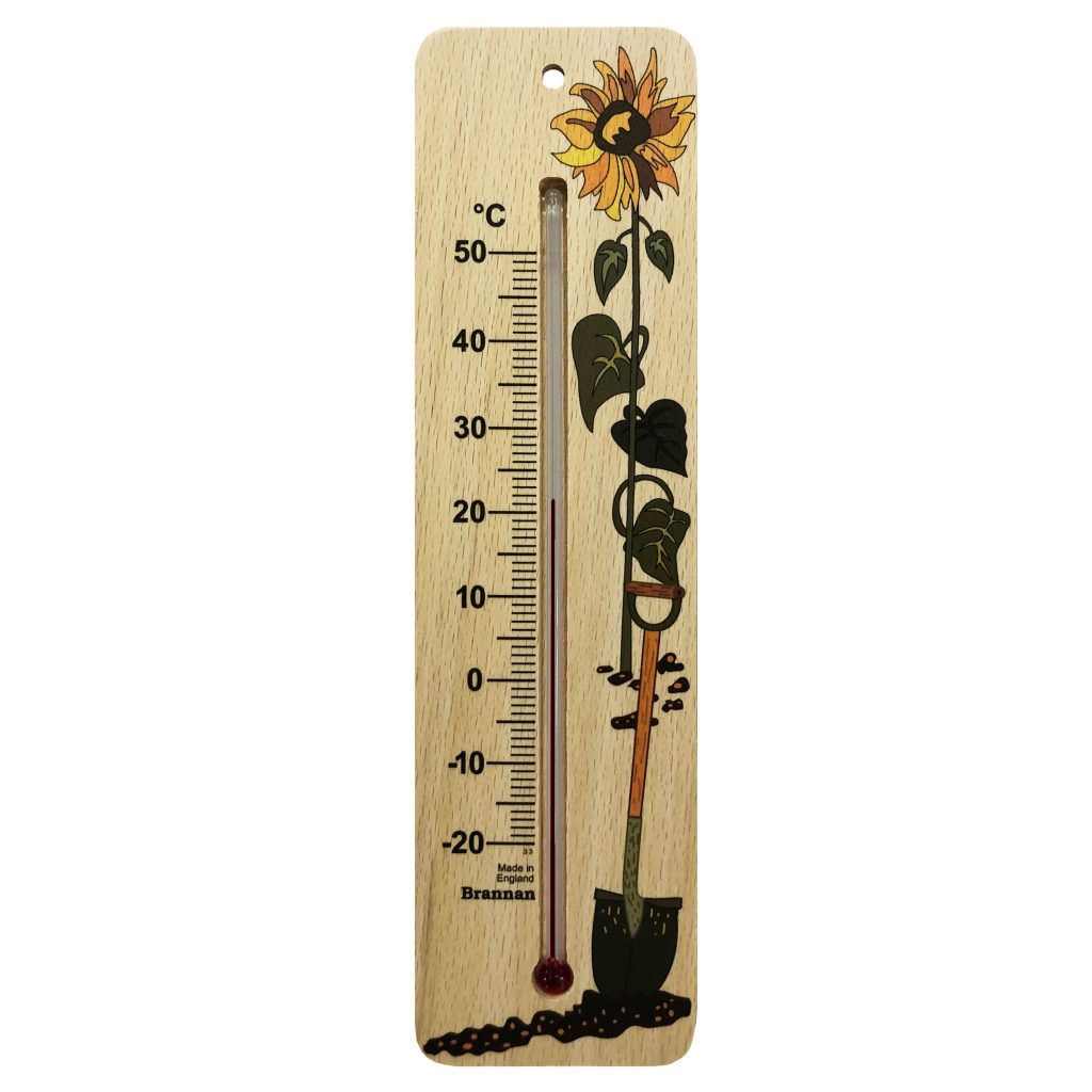 215mm wood wide wall thermometer - decorative garden design | Brannan