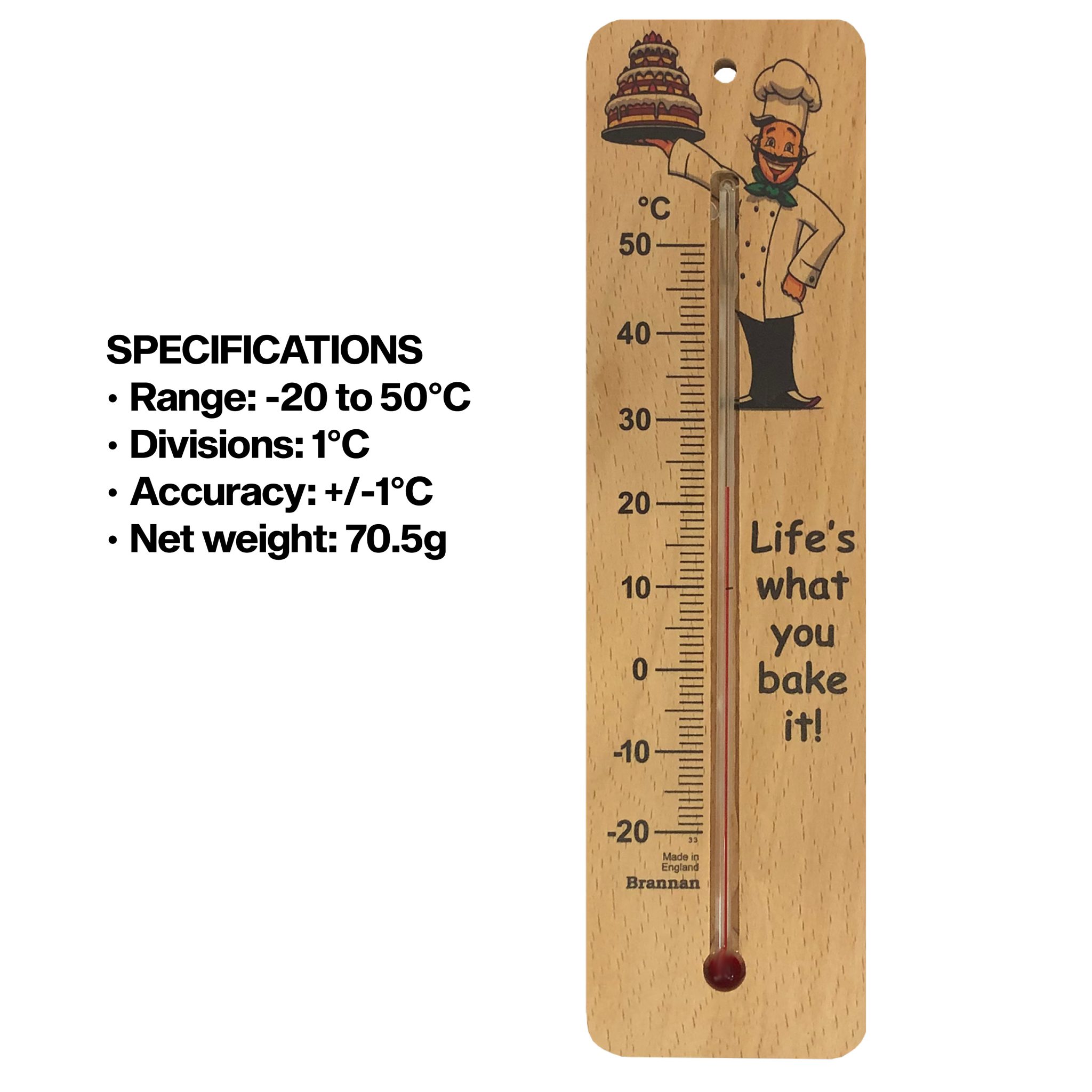 215mm wood wide wall thermometer - pastry chef design | Brannan