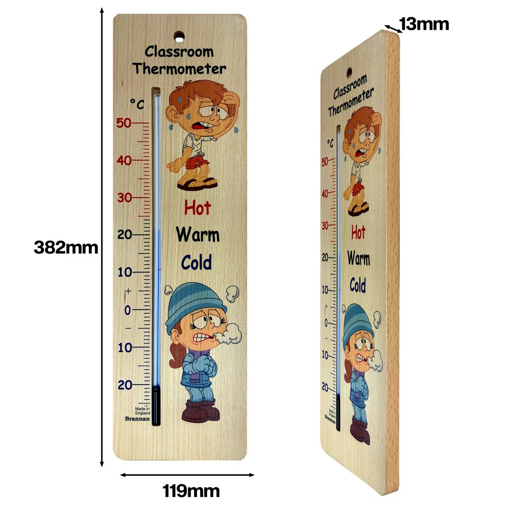 380mm wide wood wall thermometer - classroom design | Brannan