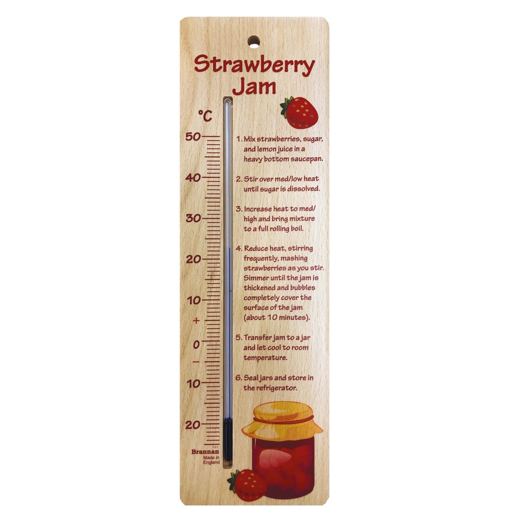 380mm wood wide wall thermometer - strawberry jam design | Brannan