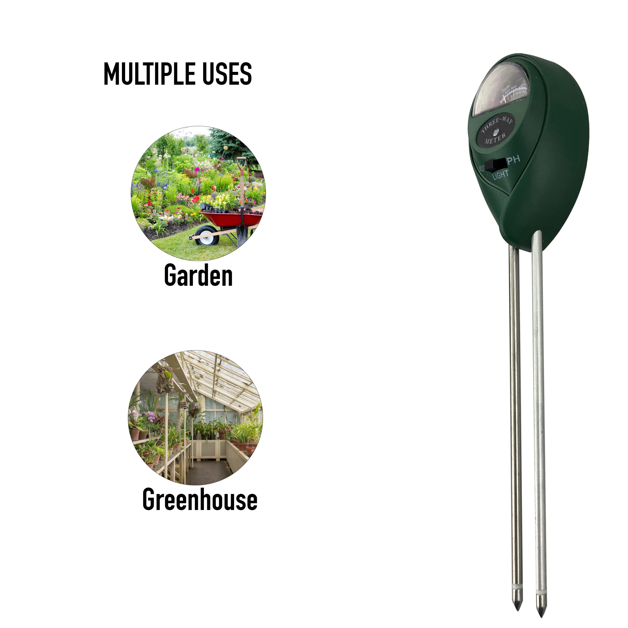 Three Way Soil Test Meter - pH, Light and Moisture | Brannan
