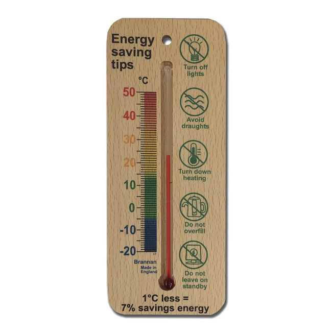 150mm wide wood wall thermometer - energy saving tips design | Brannan