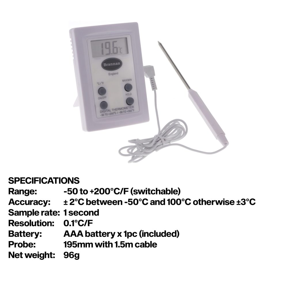 Pre-calibrated hand held digital test thermometer | Brannan