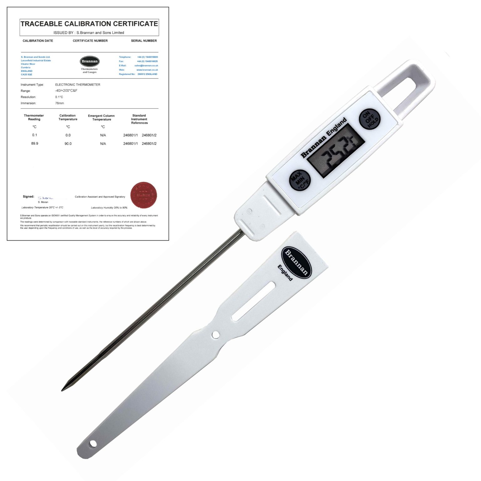 THERM-cert, pre-calibrated water resistant test thermometer | Brannan