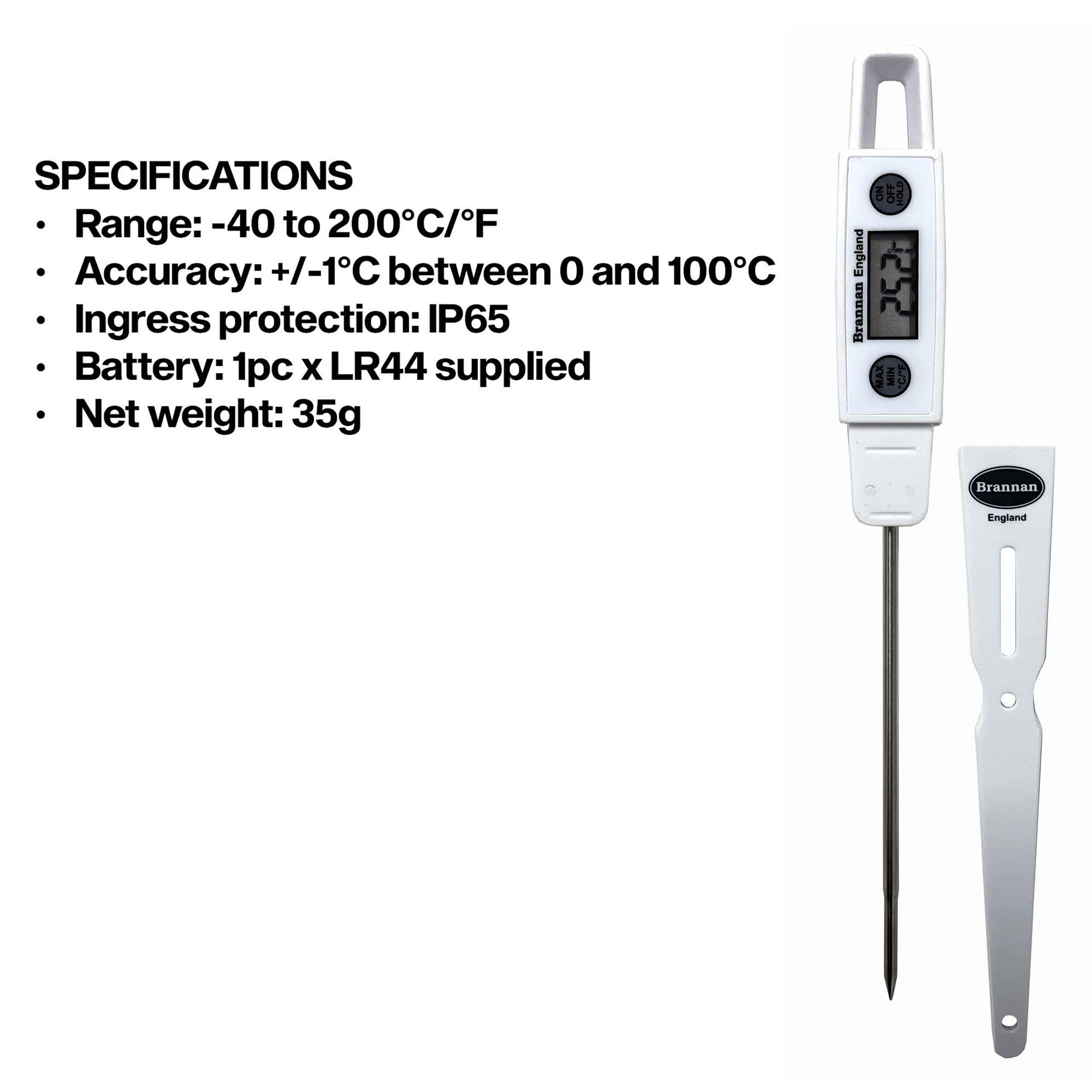 THERM-cert, pre-calibrated water resistant test thermometer | Brannan