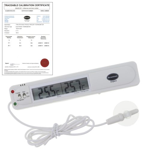 THERM-cert, pre-calibrated digital fridge or freezer thermometer | Brannan