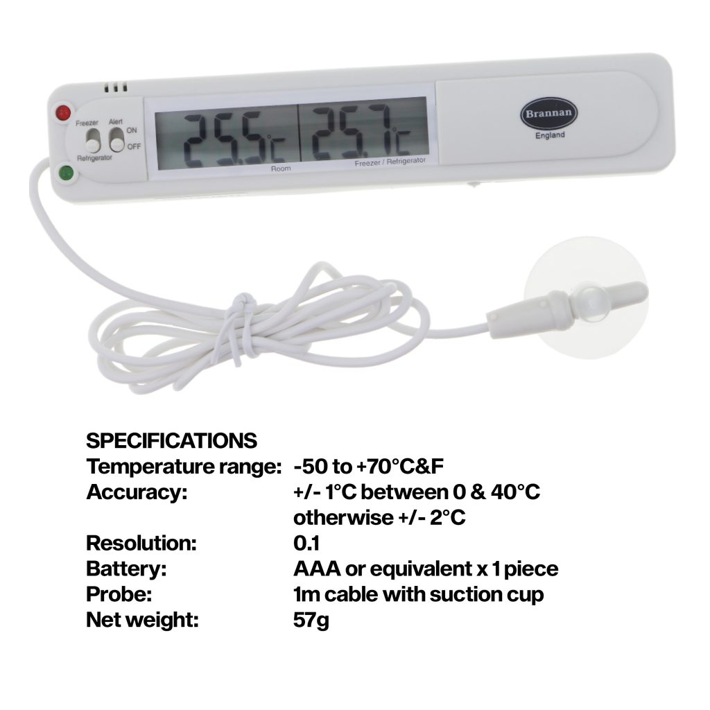 THERM-cert, pre-calibrated digital fridge or freezer thermometer | Brannan