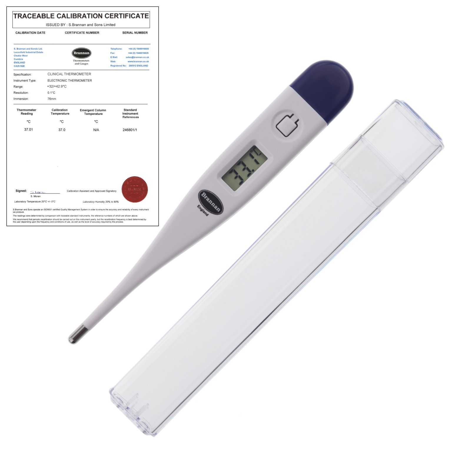 Oral clinical thermometer - THERMcert, pre-calibrated | Brannan